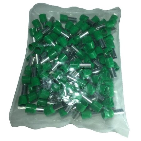 Terminal insulated tubular pins 16mm green set of 100 pieces, XBS